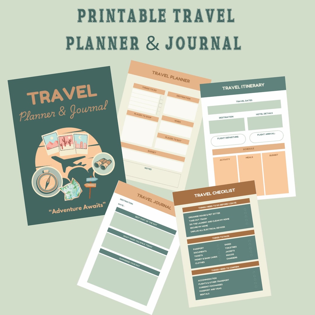 Travel Planner Printable | Adventure Awaits Travel Journal | Digital ...