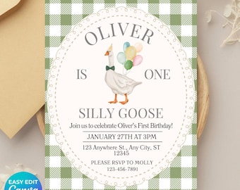 EDITABLE A Silly Goose Baby Shower Birthday Party Food Labels Includes ...