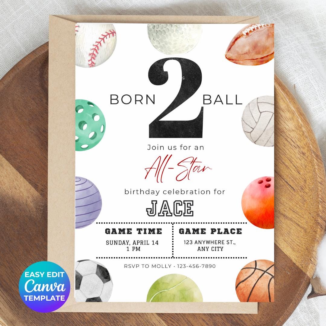Editable Sports Birthday Invitation, All-star Theme (digital Download ...