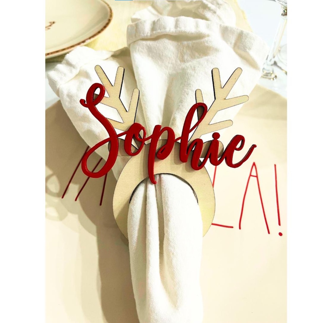 Custom Wooden Place Setting Name Tags Personalized Napkin Holders ...