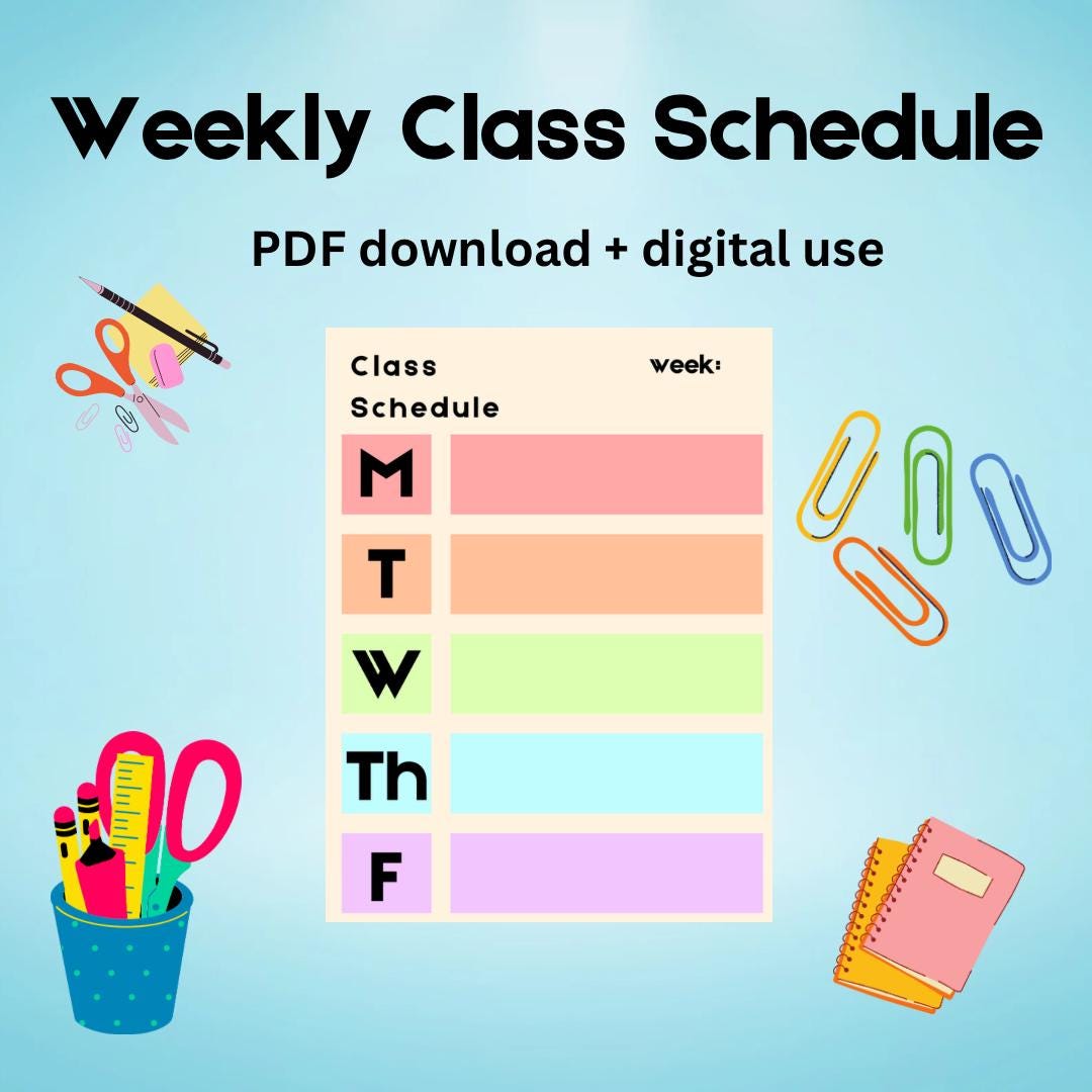 Weekly Classroom Scedule!! - Etsy