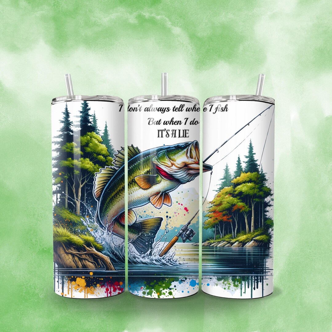Bass Fish 20 Oz Skinny Tumbler, Bass Fishing Tumbler, Bass Lover ...