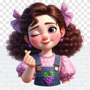 Grapes Girl PNG Clipart Set, Cute Chibi Girl Clip Art, Kawaii Summer ...