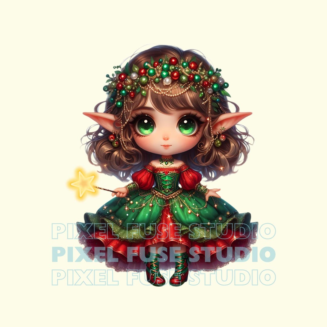 Elf Chibi Girl, Christmas Chibi Girl Png, Cute Chibi, Christmas Shirts ...