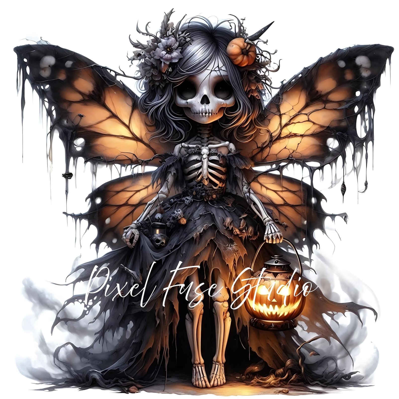 Halloween Fairy Clipart, Gothic Dark Fantasy Art Prints, Spooky ...
