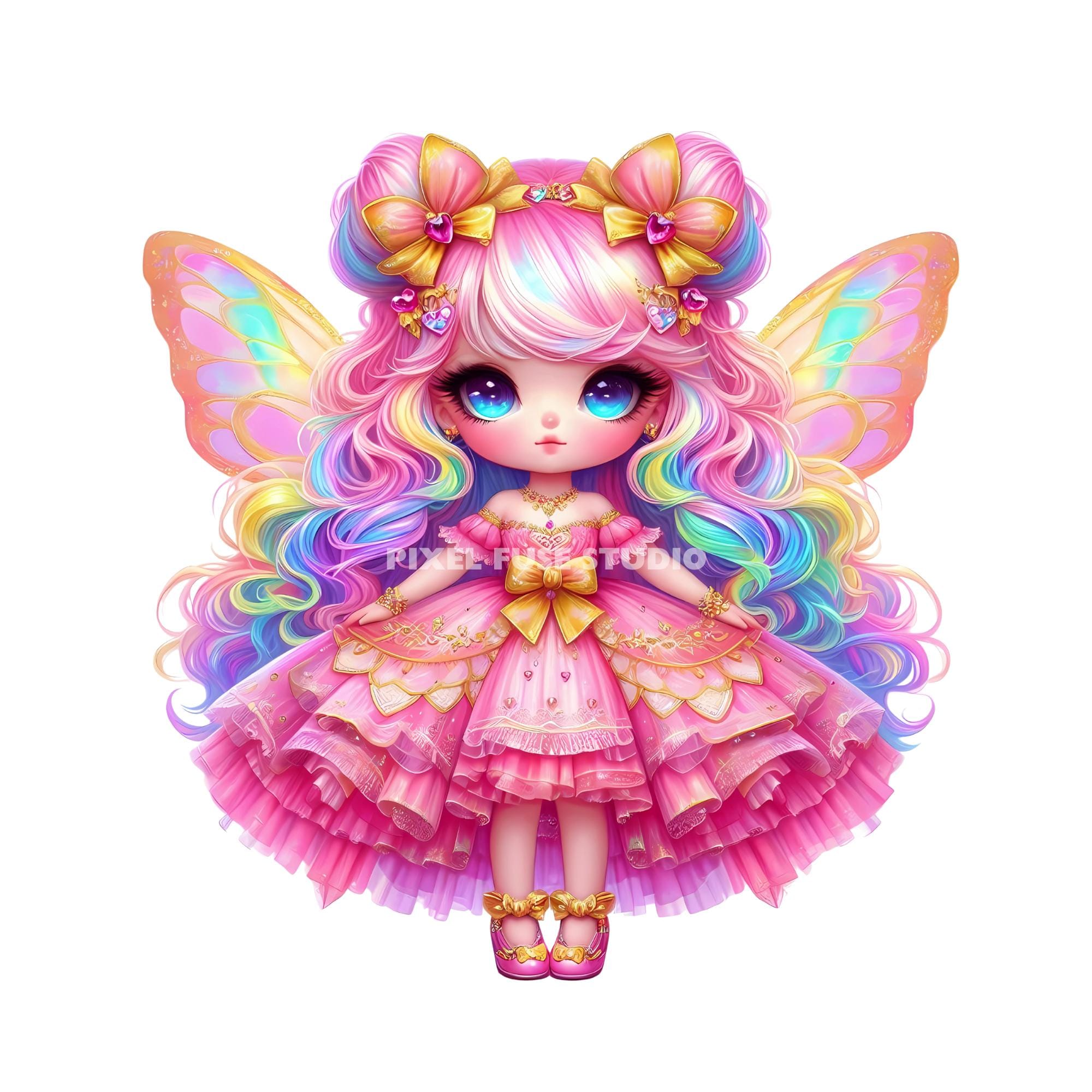 Chibi Fairy Clipart PNG Cute Fantasy Girl Illustration Kawaii Digital ...