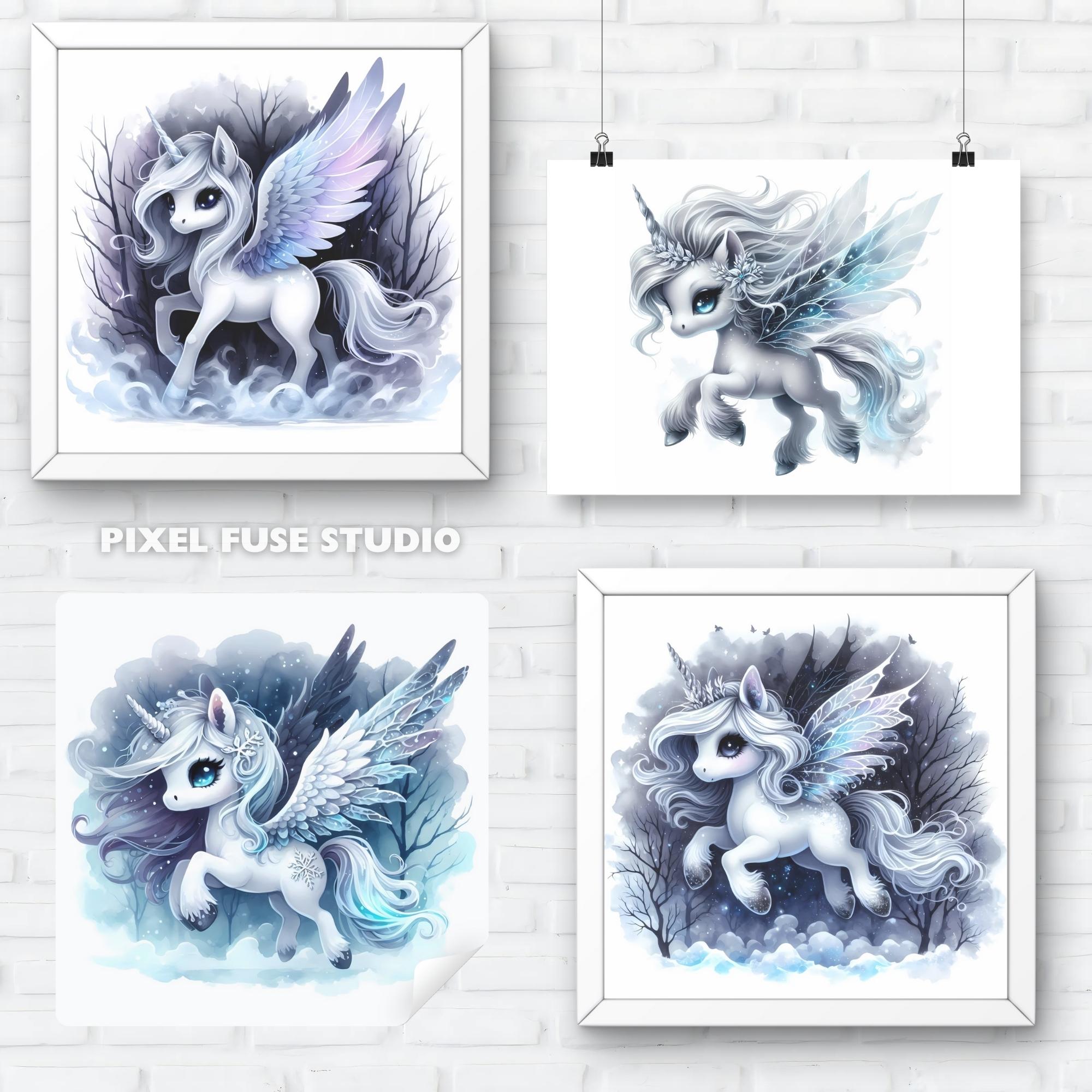 Winter Phantom Unicorn Fairy Clipart, Snowy Fantasy Digital Art, Cute ...