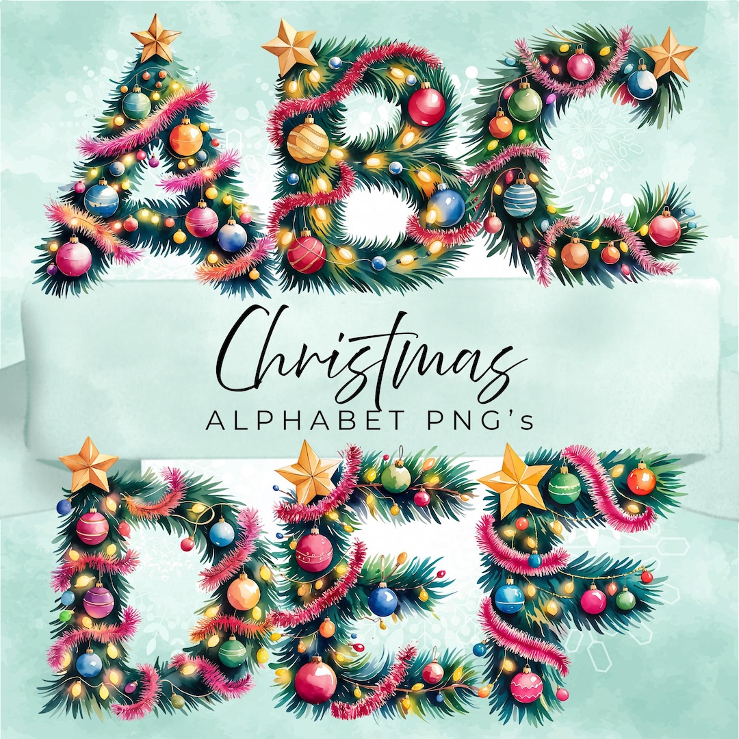 Christmas Alphabet PNG, 2025 Holiday Letters Clipart, Christmas Doodle ...