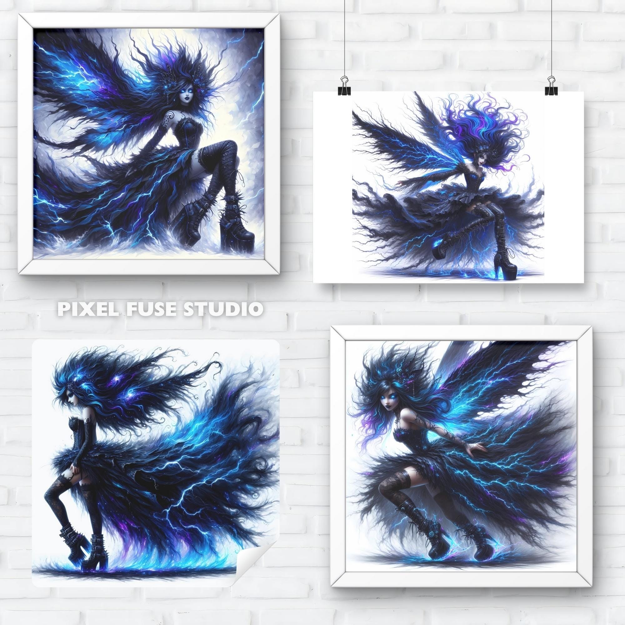 Gothic Storm Fairy Clipart, Fantasy Lightning Girl, Dark Aesthetic Art ...