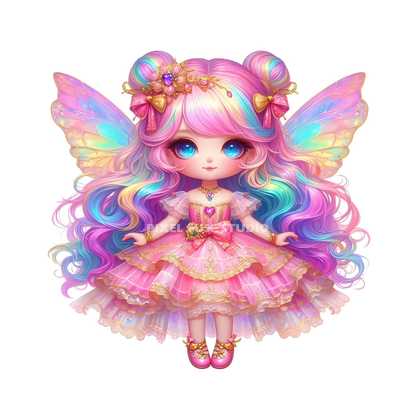 Chibi Fairy Clipart PNG Cute Fantasy Girl Illustration Kawaii Digital ...