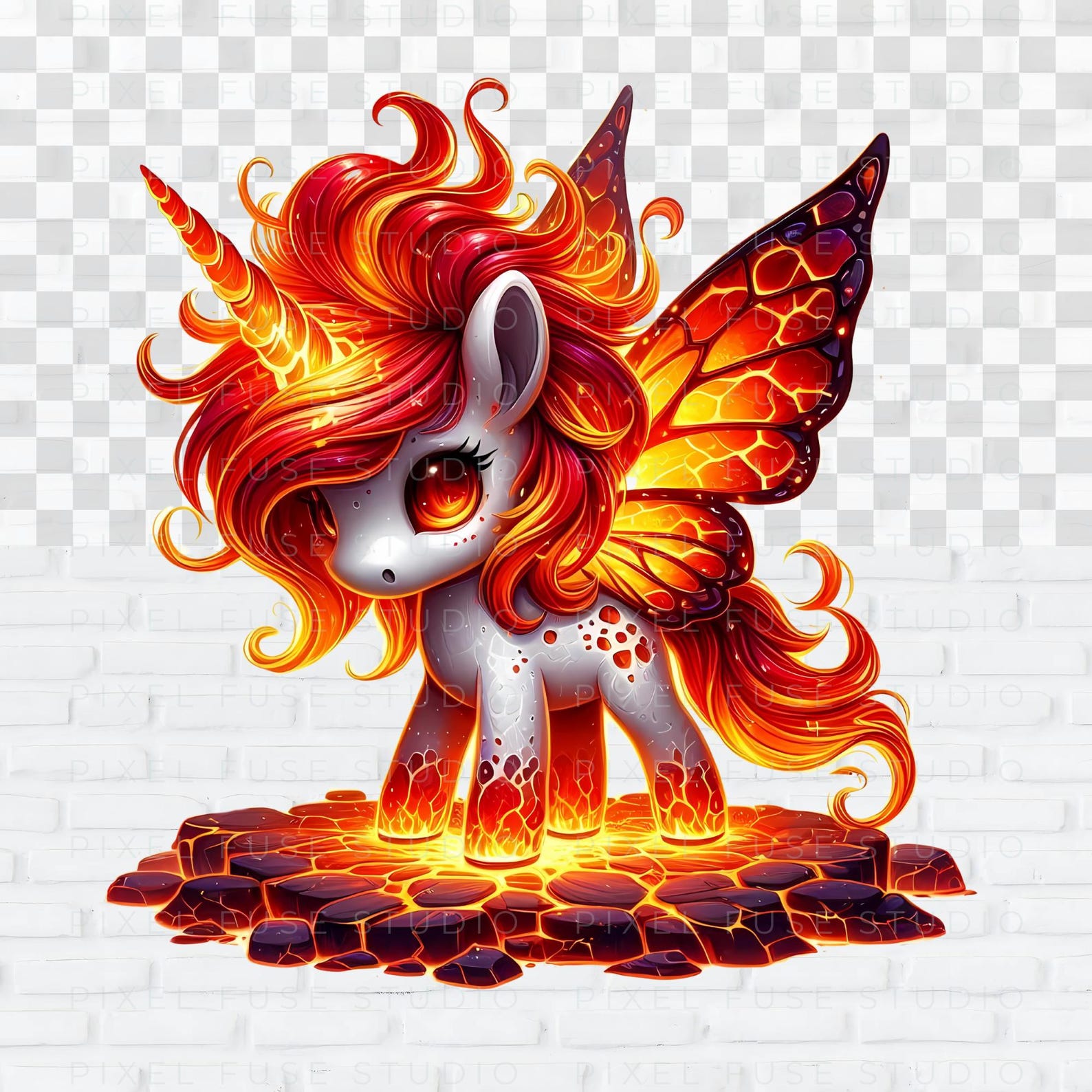 Fiery Unicorn PNG Clipart Fire Fantasy Fairy Pony Digital Download Cute ...