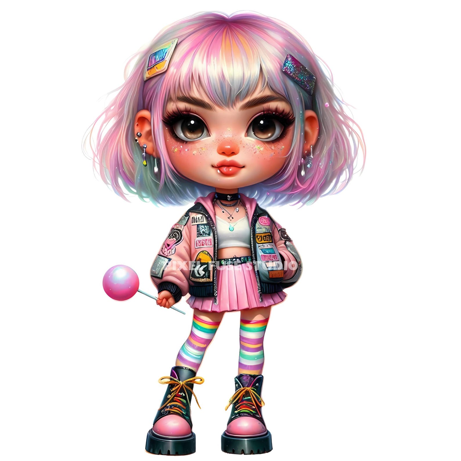 Cute Chibi Girl Clipart Digital PNG Bundle Kawaii Pastel Aesthetic ...