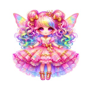 Chibi Fairy Clipart PNG Cute Fantasy Girl Illustration Kawaii Digital ...
