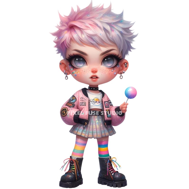 Cute Chibi Girl Clipart Digital PNG Bundle Kawaii Pastel Aesthetic ...