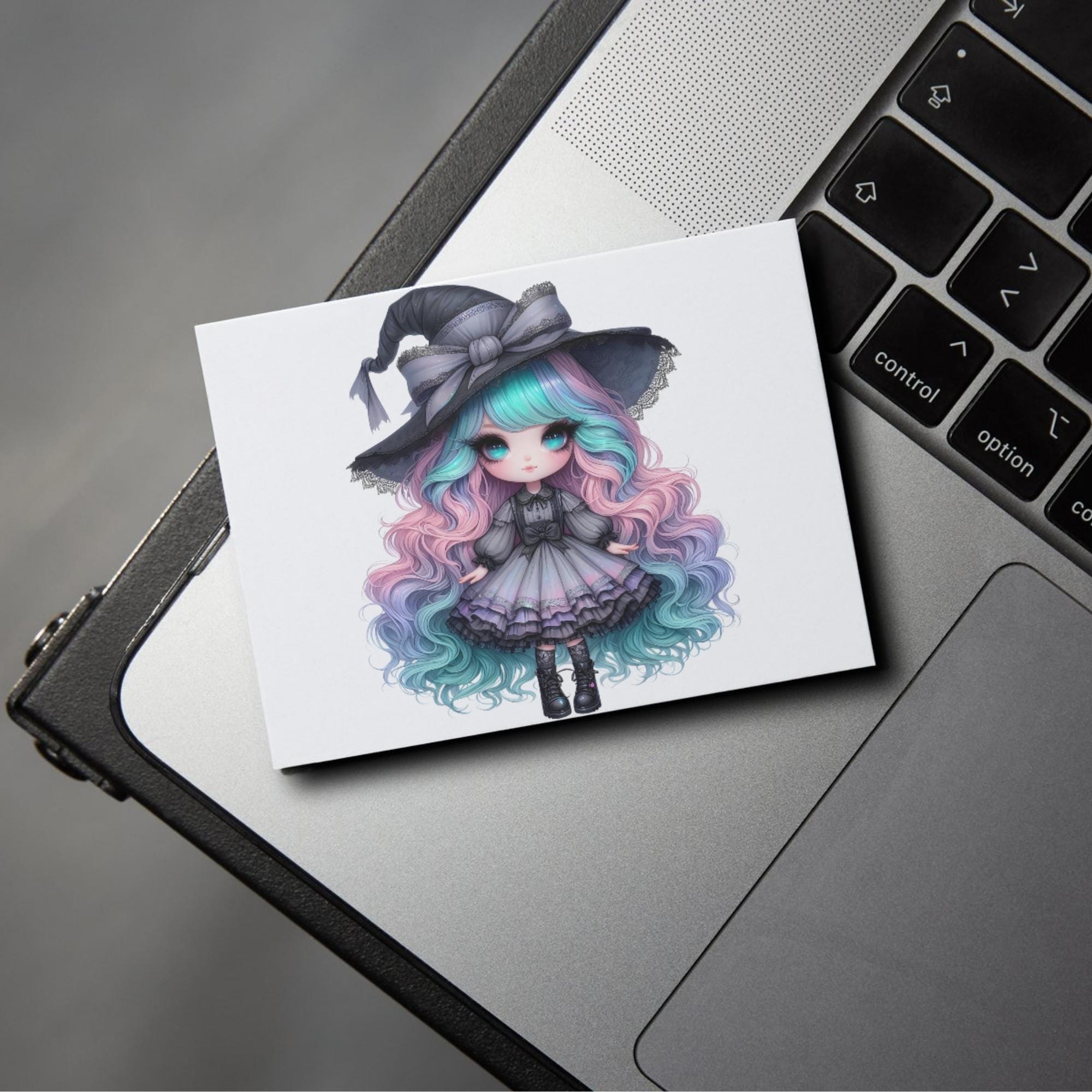 Cute Chibi Witch Clipart, Pastel Watercolor PNG, Kawaii Girl Digital ...