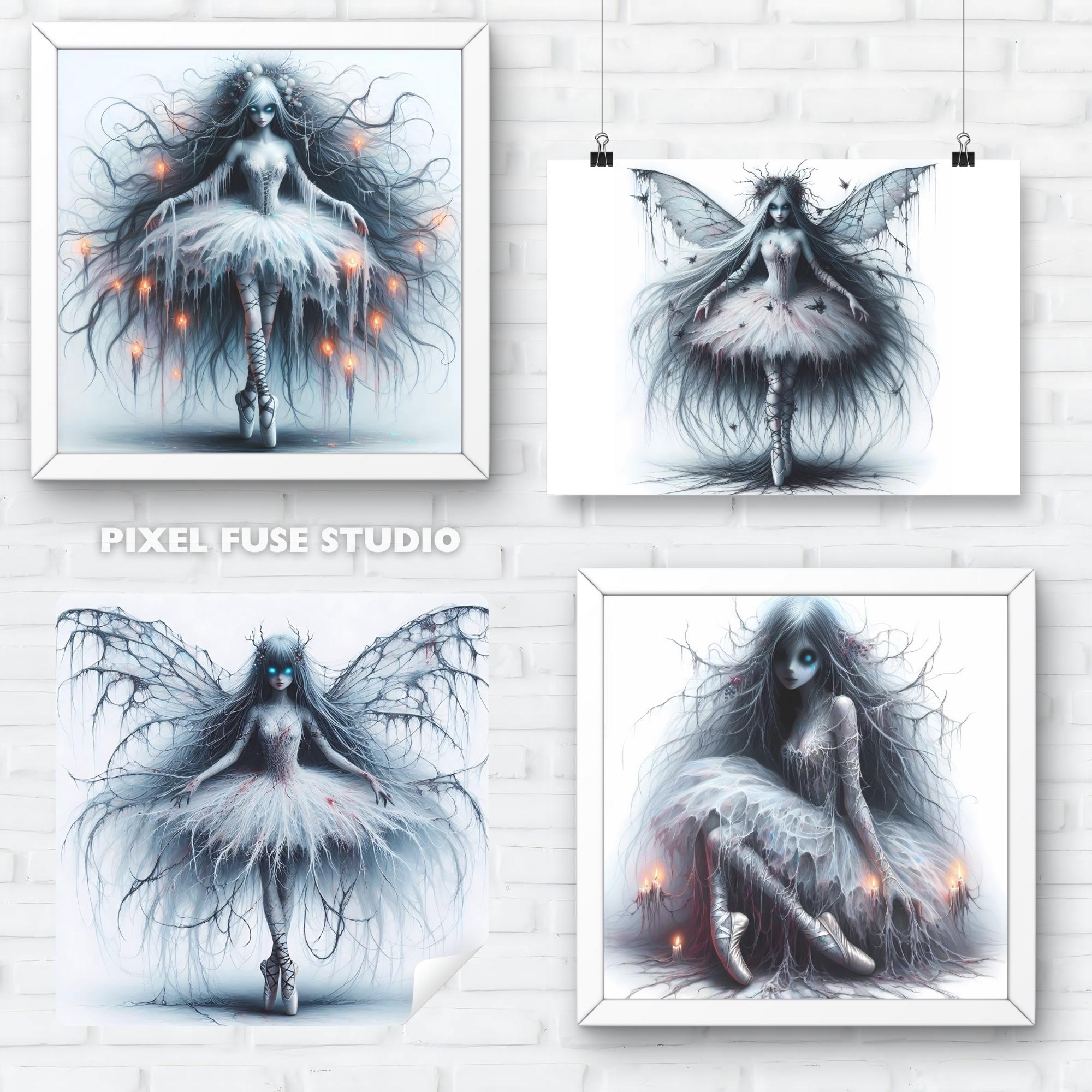 Ghostly Ballerina Goth Fairy Clipart, Dark Fantasy Art, Spooky ...
