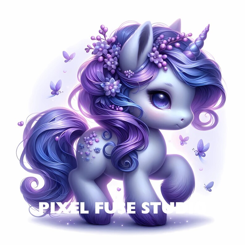 Cute Unicorn Clipart Set Kawaii Fantasy Spring Art Digital Download for ...