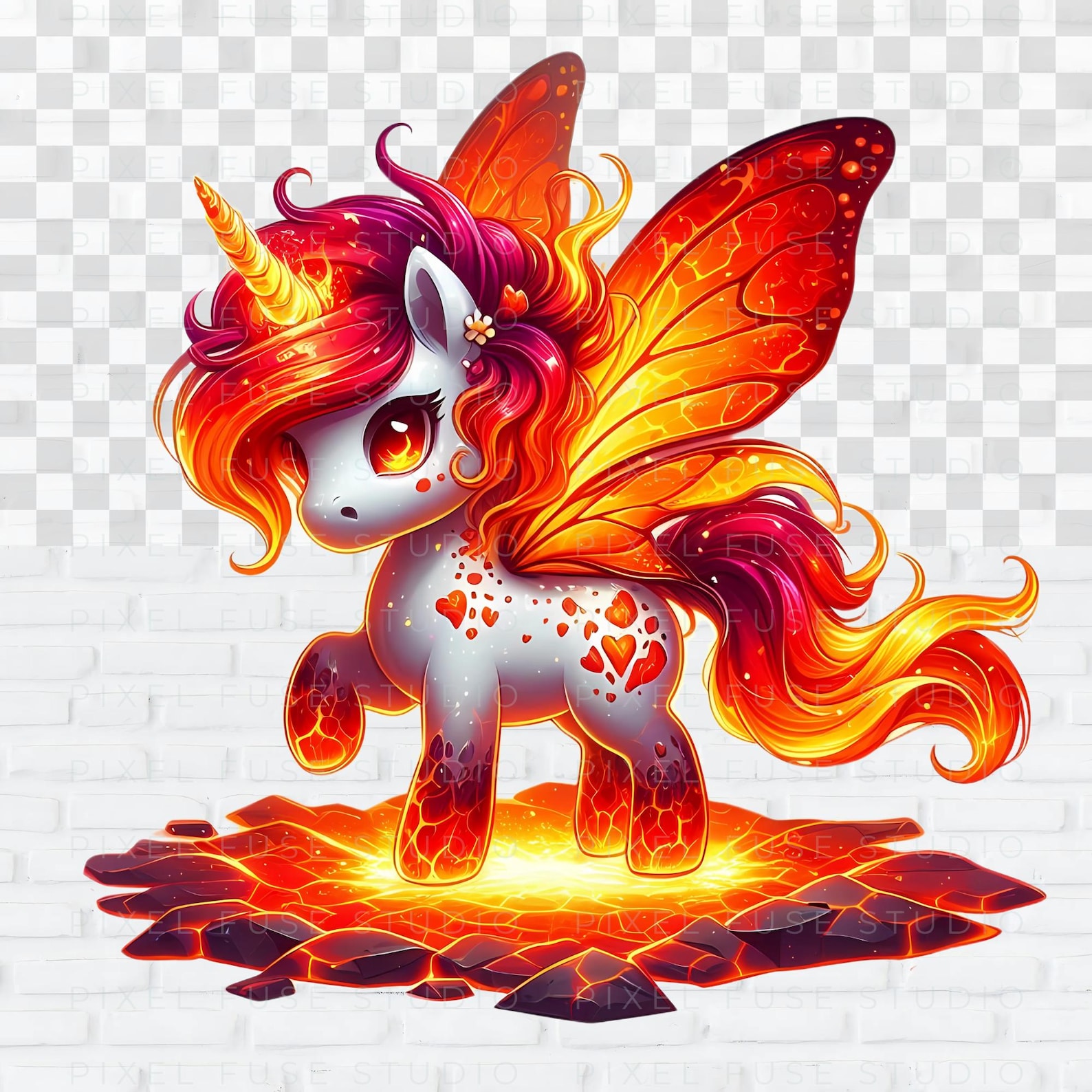 Fiery Unicorn PNG Clipart Fire Fantasy Fairy Pony Digital Download Cute ...