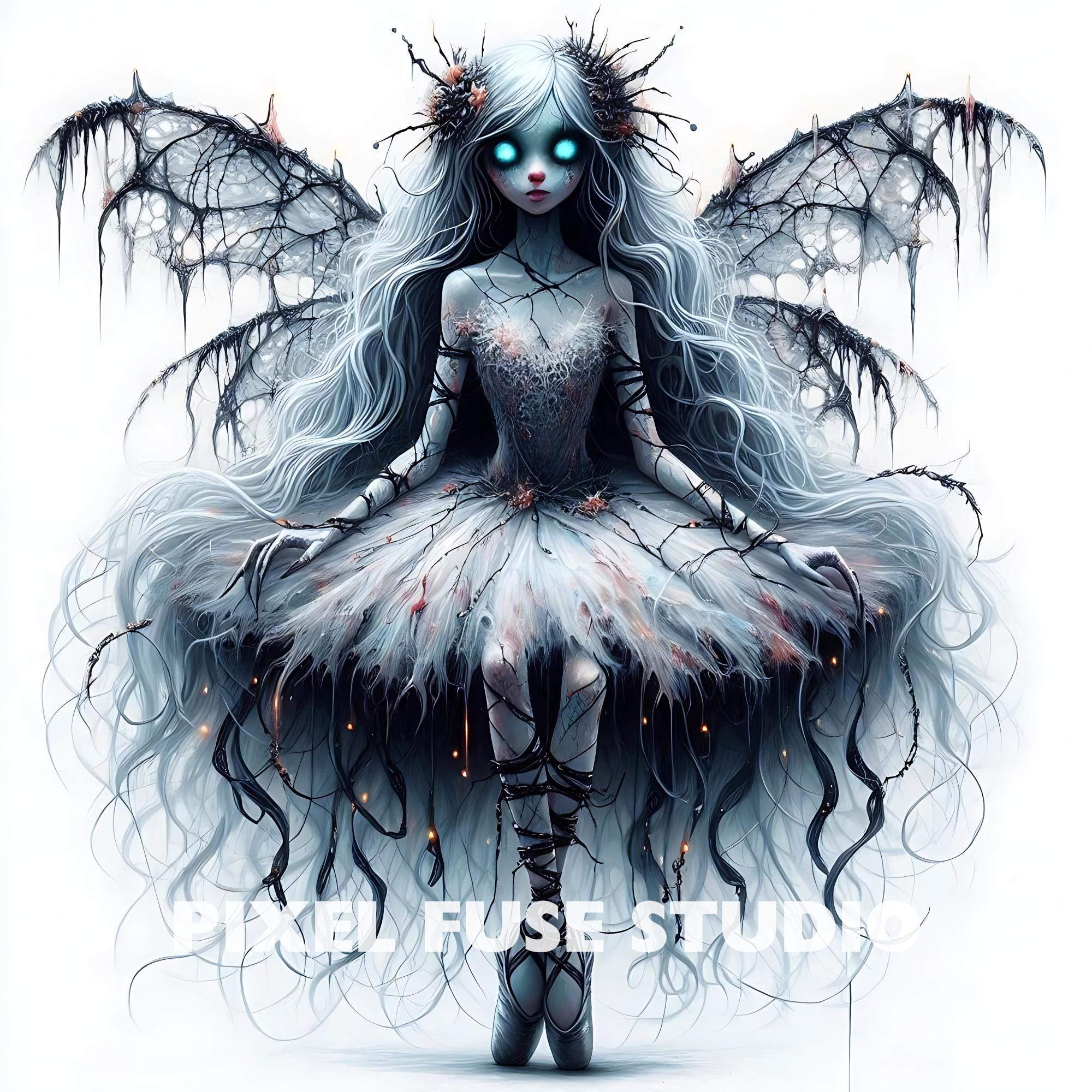 Ghostly Ballerina Goth Fairy Clipart, Dark Fantasy Art, Spooky ...