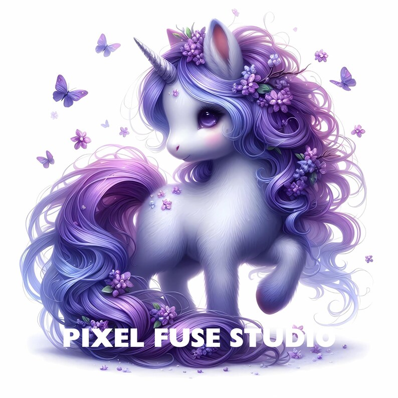 Cute Unicorn Clipart Set Kawaii Fantasy Spring Art Digital Download for ...