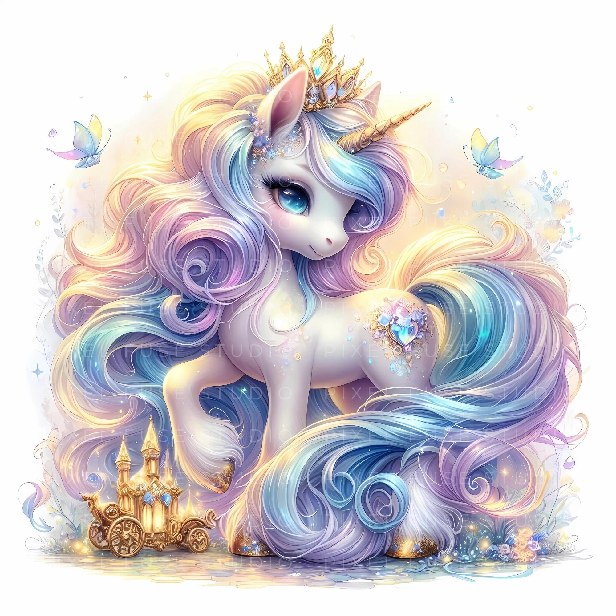 Magical Unicorn Clipart Fantasy Princess Pony Watercolor Pegasus Pastel ...