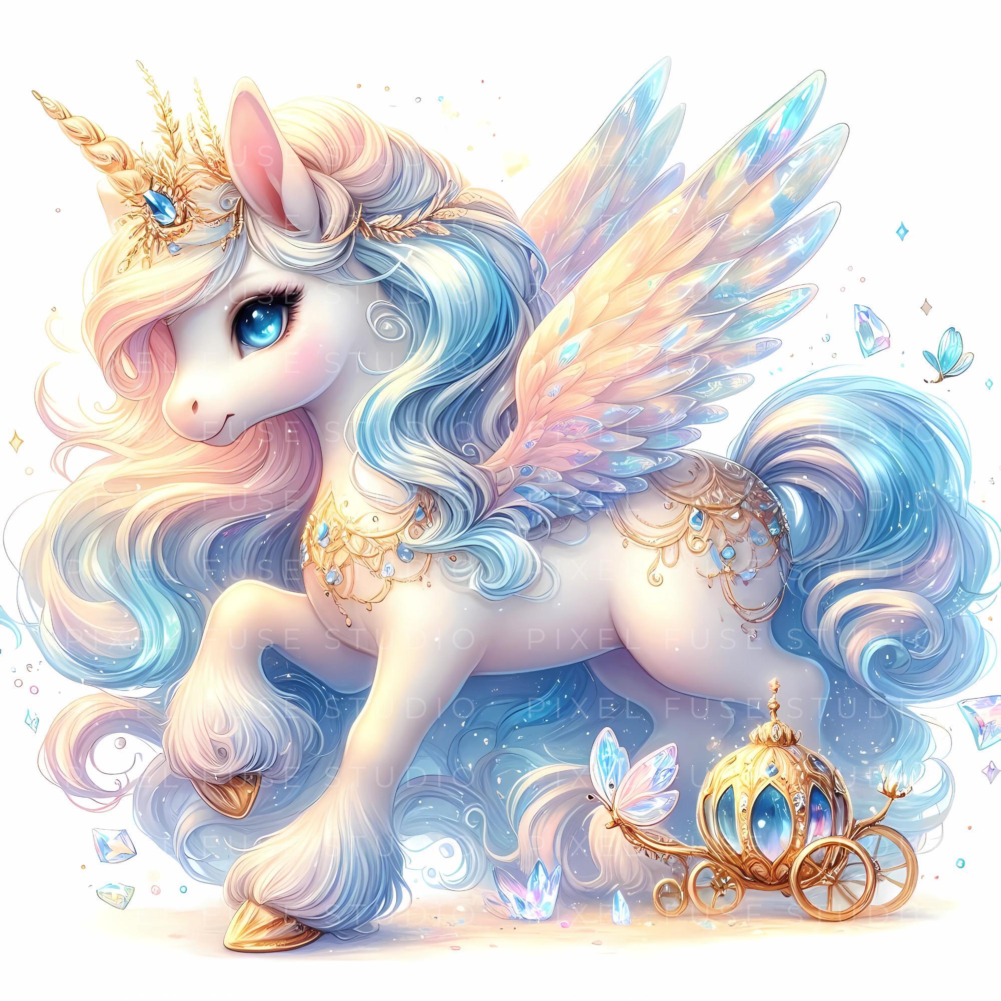 Magical Unicorn Clipart Fantasy Princess Pony Watercolor Pegasus Pastel ...