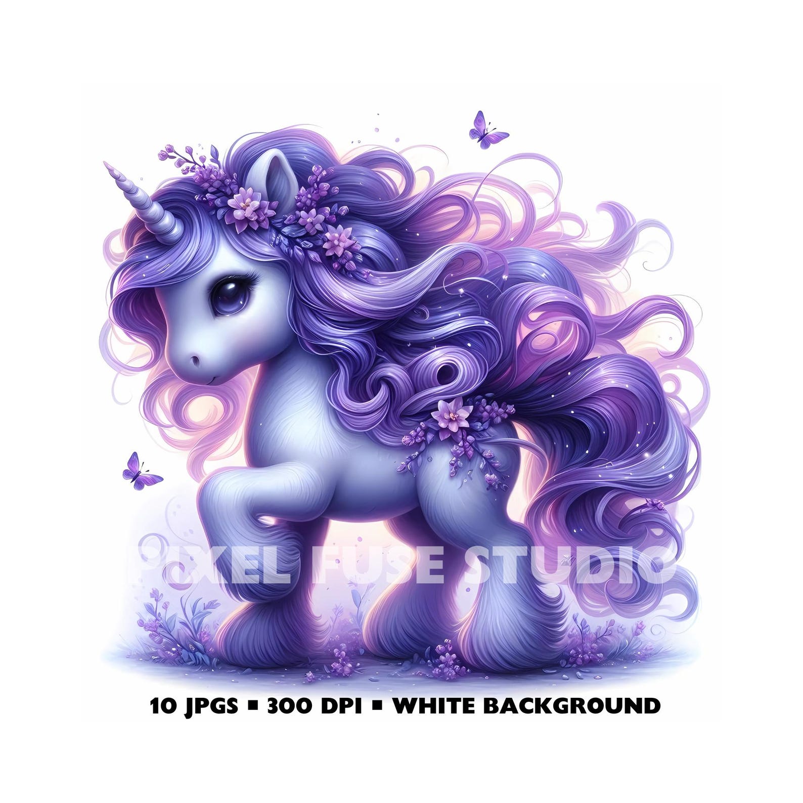 Cute Unicorn Clipart Set Kawaii Fantasy Spring Art Digital Download for ...