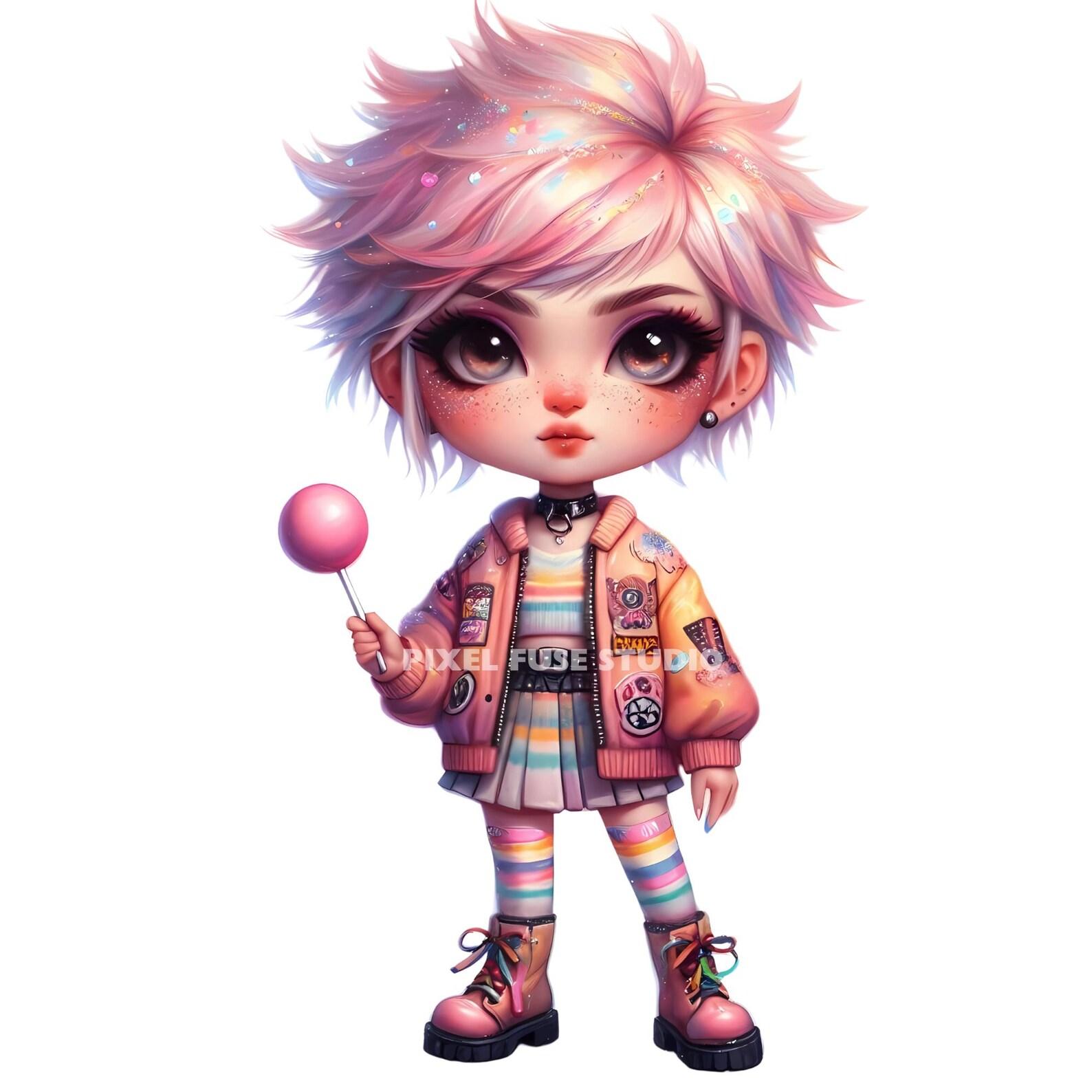 Cute Chibi Girl Clipart Digital PNG Bundle Kawaii Pastel Aesthetic ...