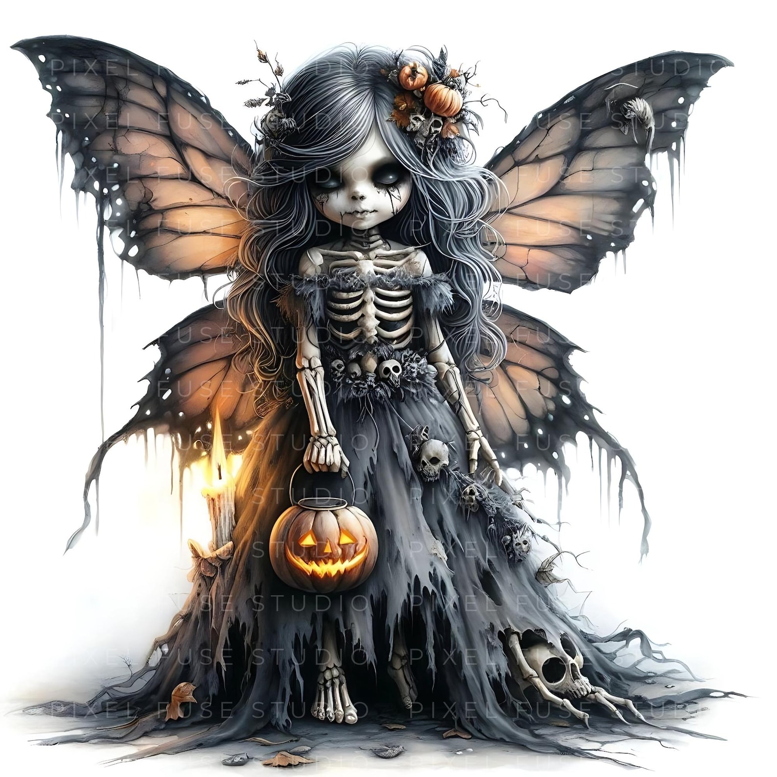 Halloween Fairy Clipart, Gothic Dark Fantasy Art Prints, Spooky ...