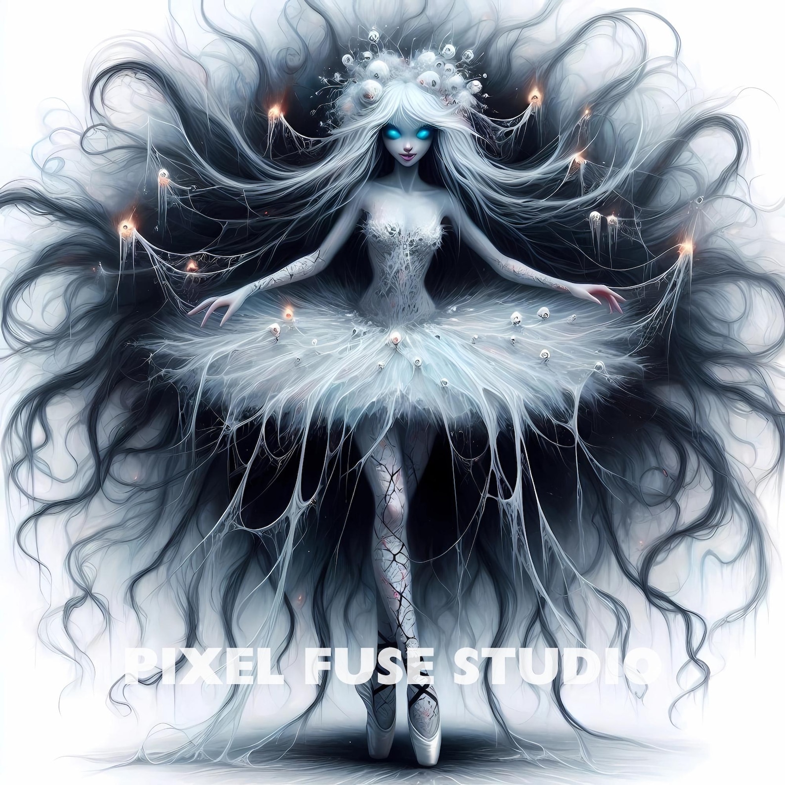 Ghostly Ballerina Goth Fairy Clipart, Dark Fantasy Art, Spooky ...