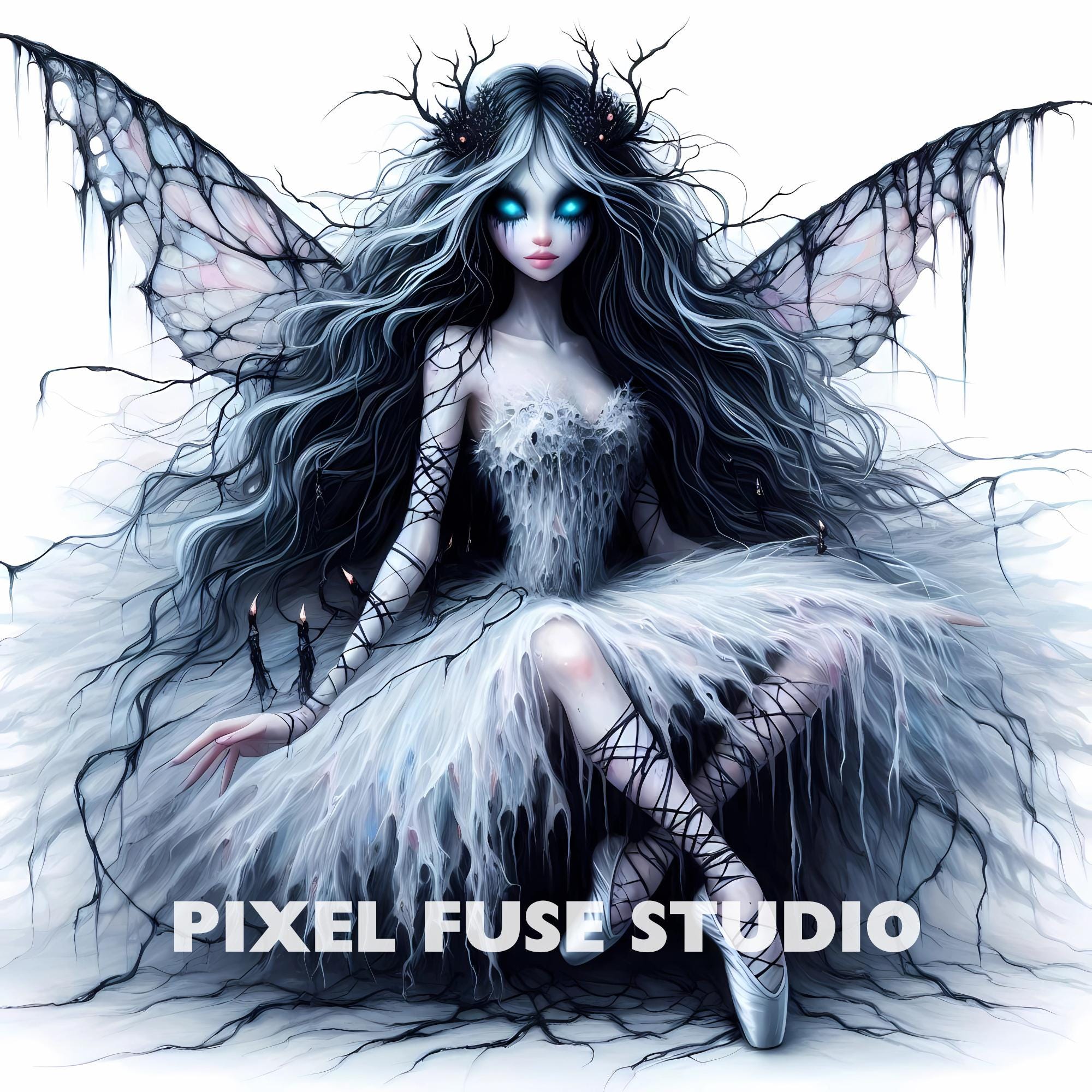 Ghostly Ballerina Goth Fairy Clipart, Dark Fantasy Art, Spooky ...