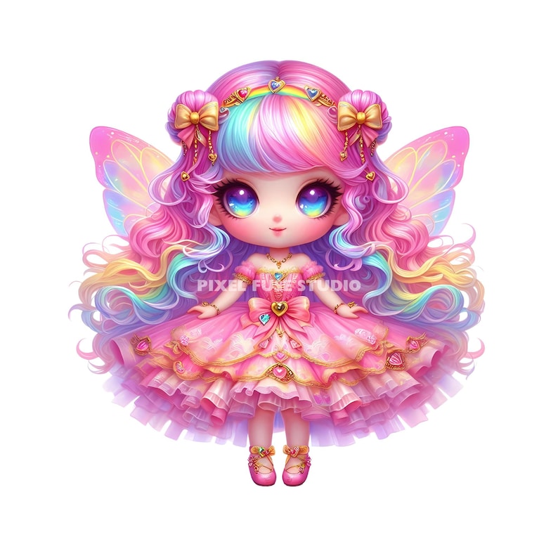 Chibi Fairy Clipart PNG Cute Fantasy Girl Illustration Kawaii Digital ...