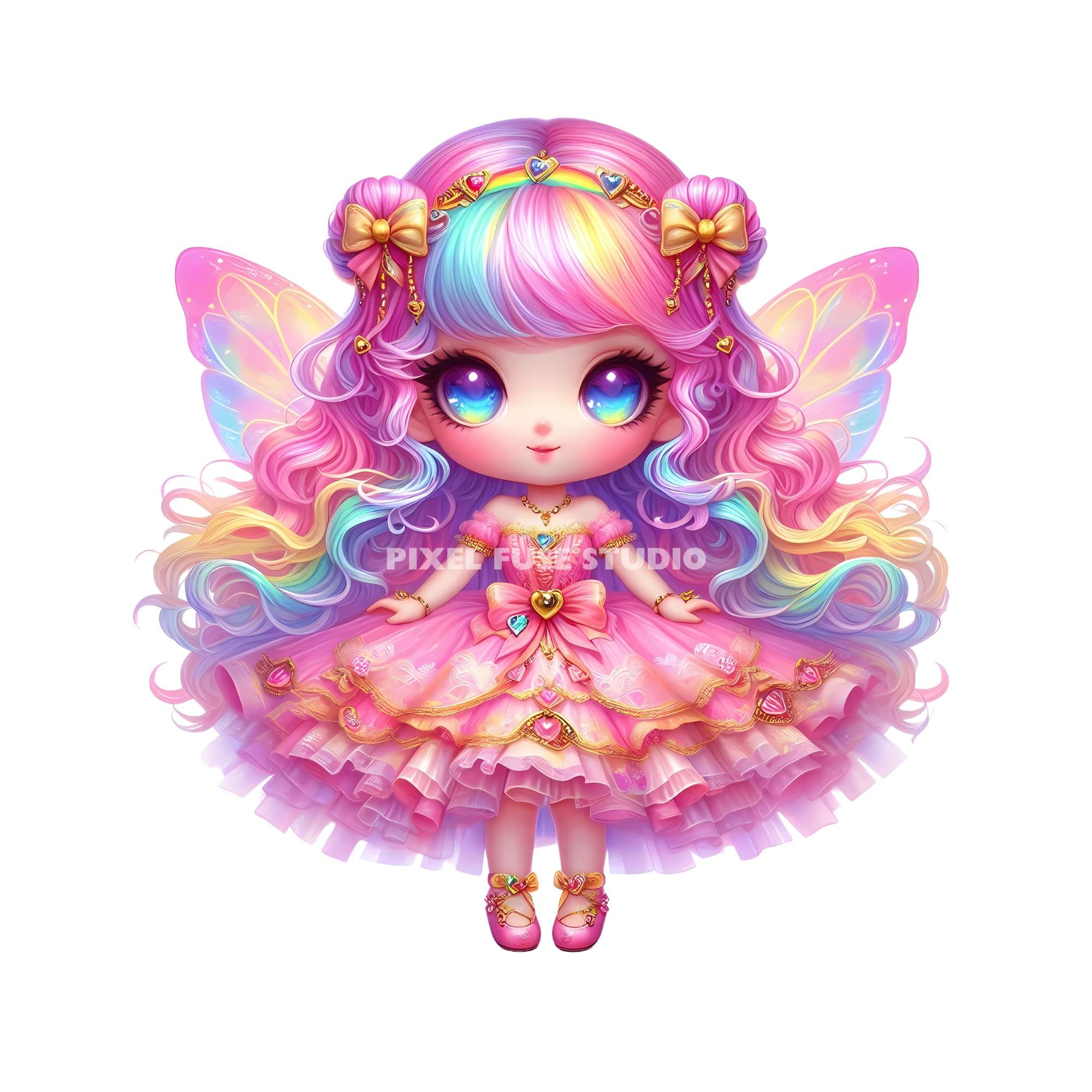 Chibi Fairy Clipart PNG Cute Fantasy Girl Illustration Kawaii Digital ...