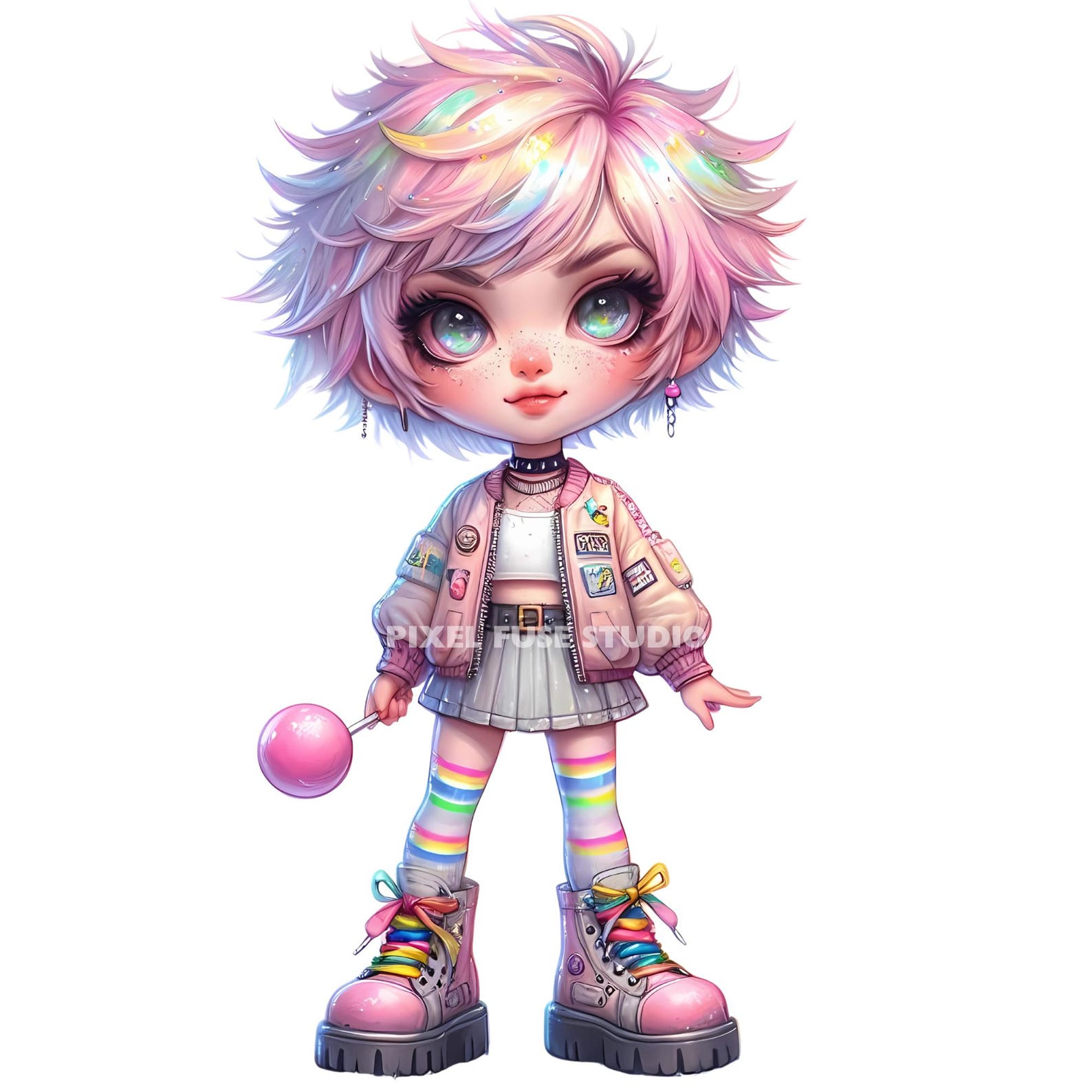 Cute Chibi Girl Clipart Digital PNG Bundle Kawaii Pastel Aesthetic ...