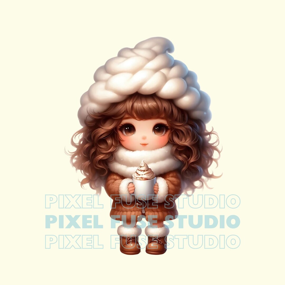 Cute Chibi Girl With Hot Cocoa, Christmas Chibi Girl, Tshirt Design ...
