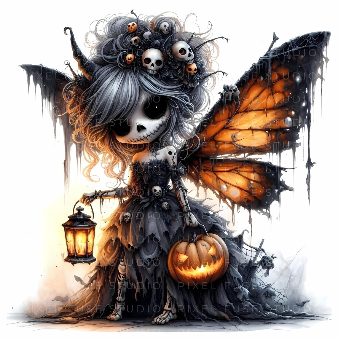 Halloween Fairy Clipart, Gothic Dark Fantasy Art Prints, Spooky ...