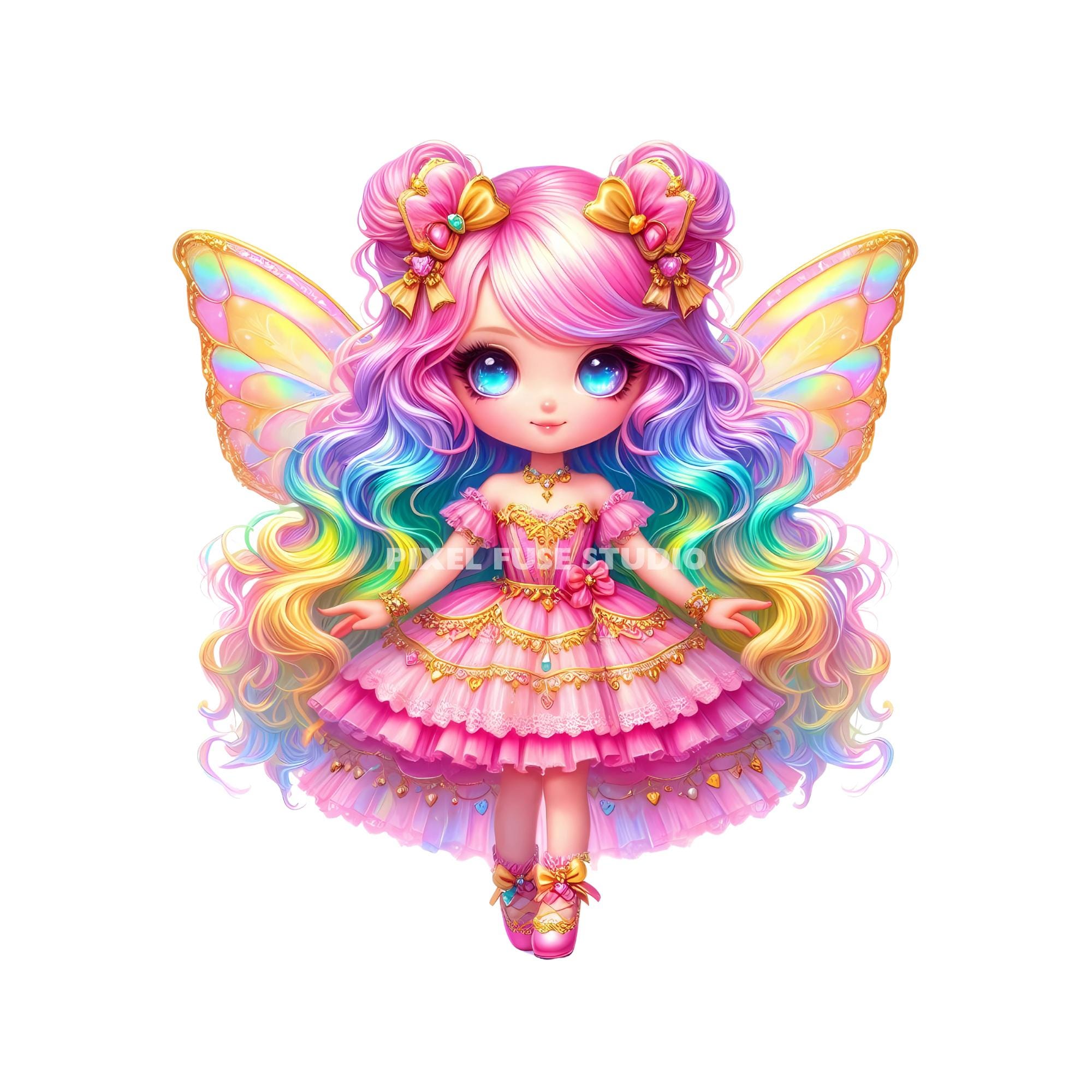 Chibi Fairy Clipart PNG Cute Fantasy Girl Illustration Kawaii Digital ...