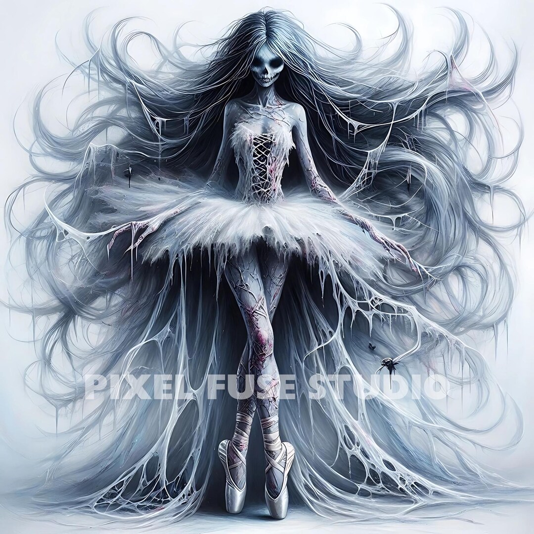 Ghostly Ballerina Goth Fairy Clipart, Dark Fantasy Art, Spooky ...