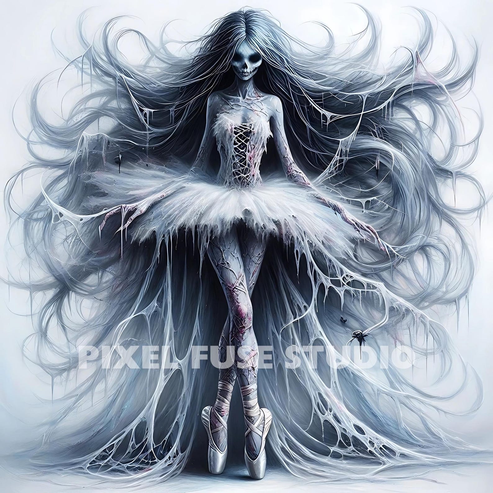 Ghostly Ballerina Goth Fairy Clipart, Dark Fantasy Art, Spooky ...