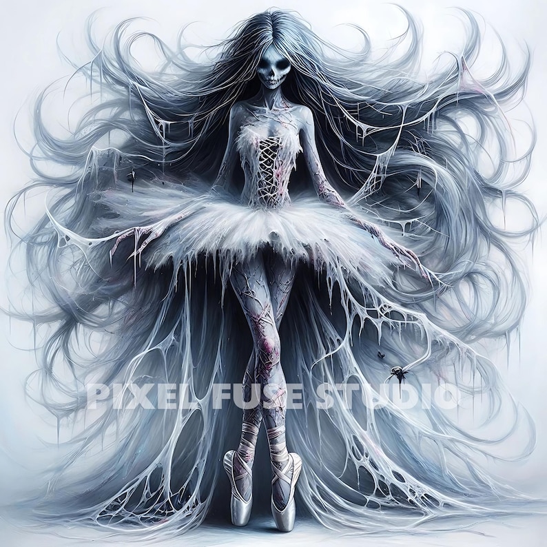Ghostly Ballerina Goth Fairy Clipart, Dark Fantasy Art, Spooky ...
