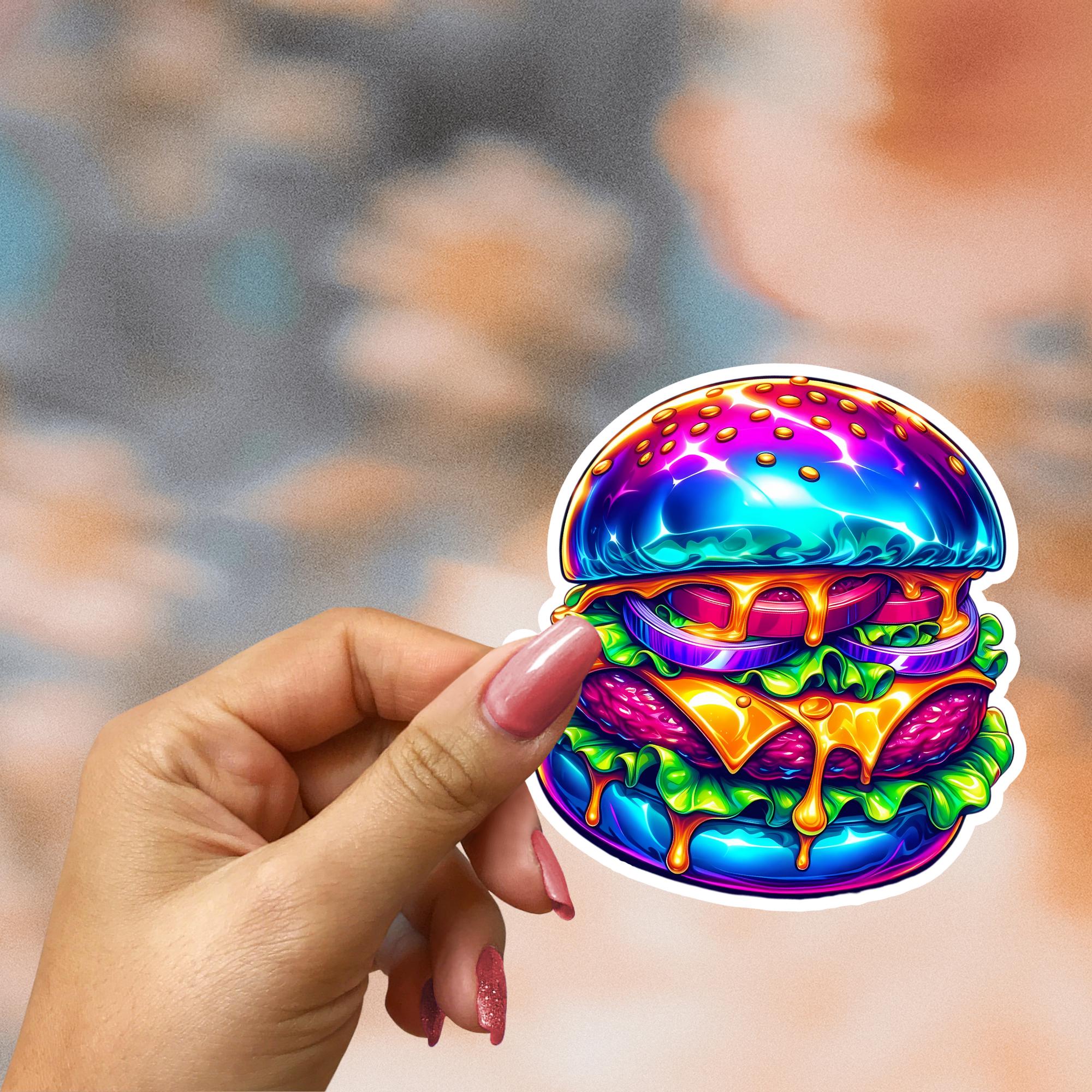 Neon Burger Clipart Digital Food Illustration Vibrant Colorful ...