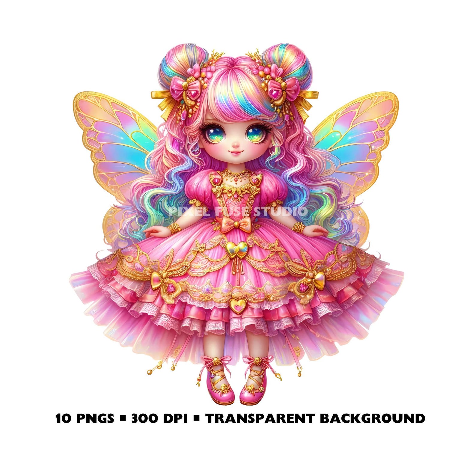 Chibi Fairy Clipart PNG Cute Fantasy Girl Illustration Kawaii Digital ...