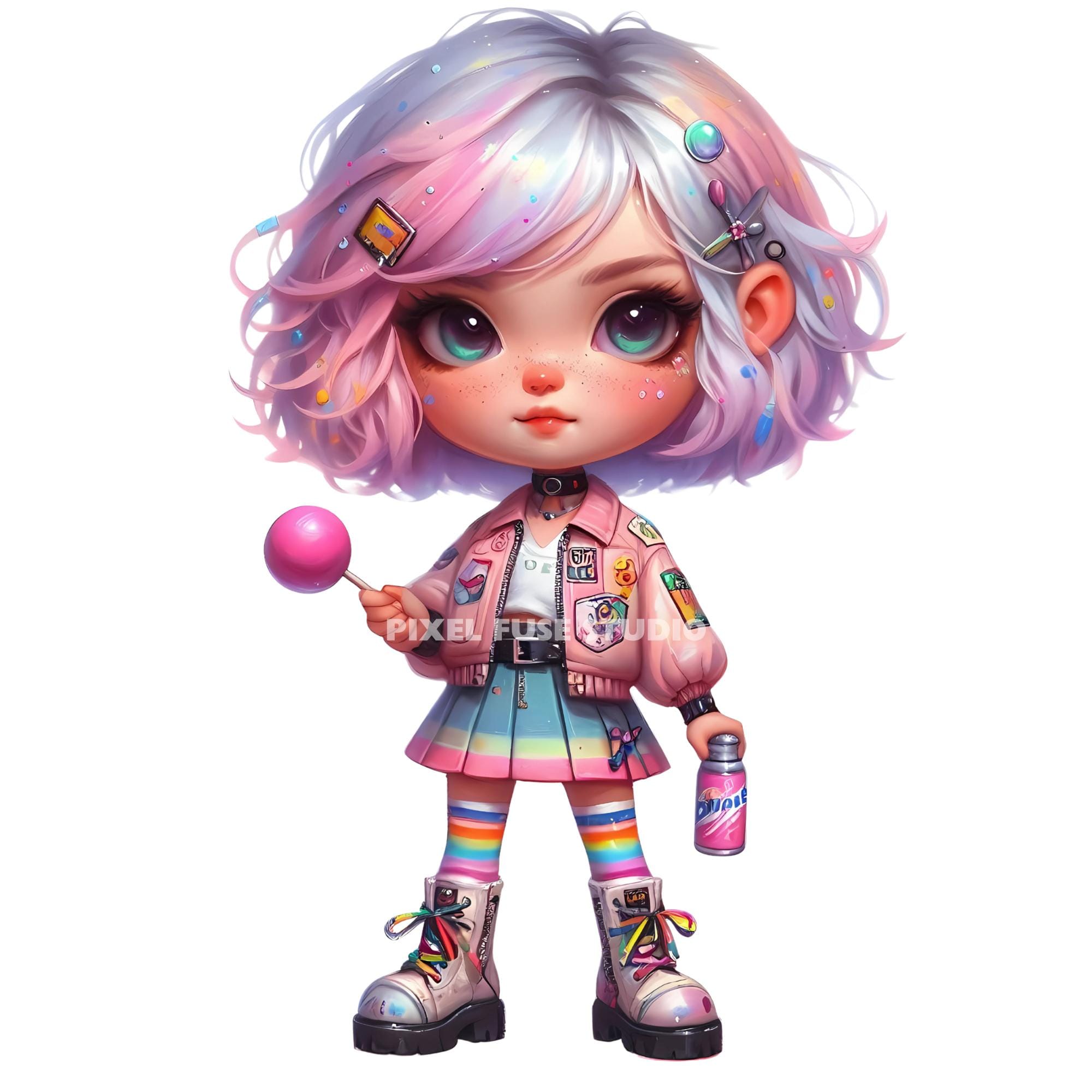 Cute Chibi Girl Clipart Digital PNG Bundle Kawaii Pastel Aesthetic ...