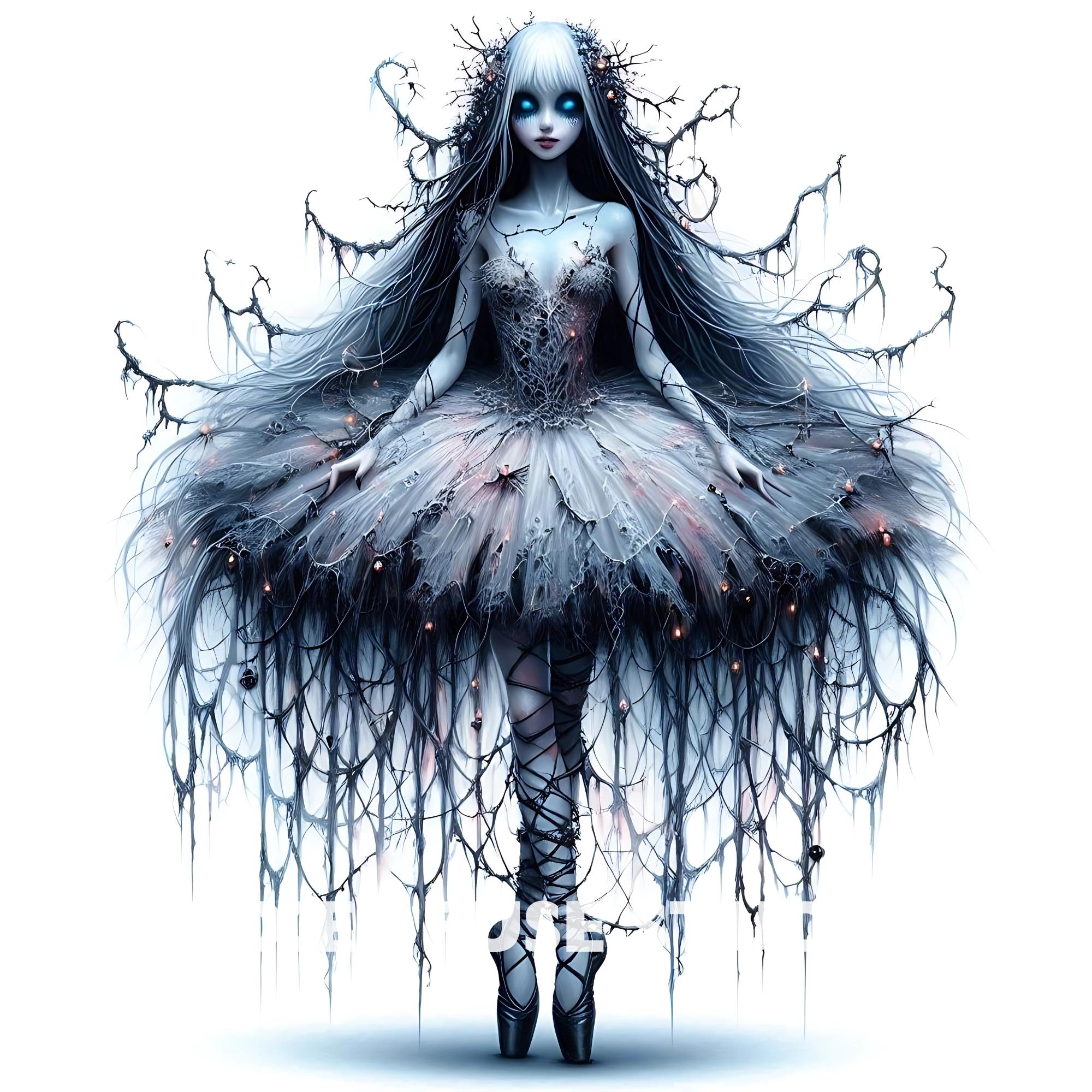 Ghostly Ballerina Goth Fairy Clipart, Dark Fantasy Art, Spooky ...
