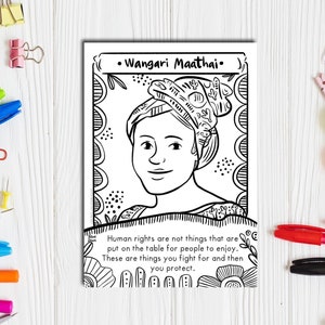 Wangari Maathai Coloring Page Black Month History Coloring - Etsy
