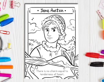 Jane Austen Coloring Page | Etsy
