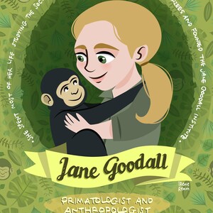 Jane Goodall Women in STEM Woman Printable Wall Art Women Science ...