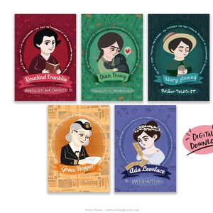 Printable Wall Art Women in STEM Postcard Bundle Female Scientist ...