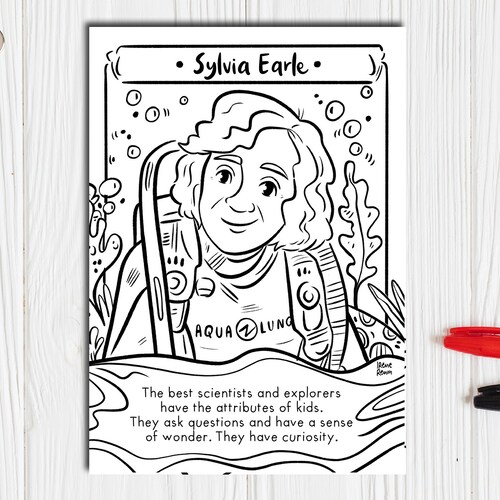 Women in Science Printable Coloring Pages marie Curie - Etsy