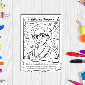 KATHERINE JOHNSON Coloring Page Black History Month - Etsy